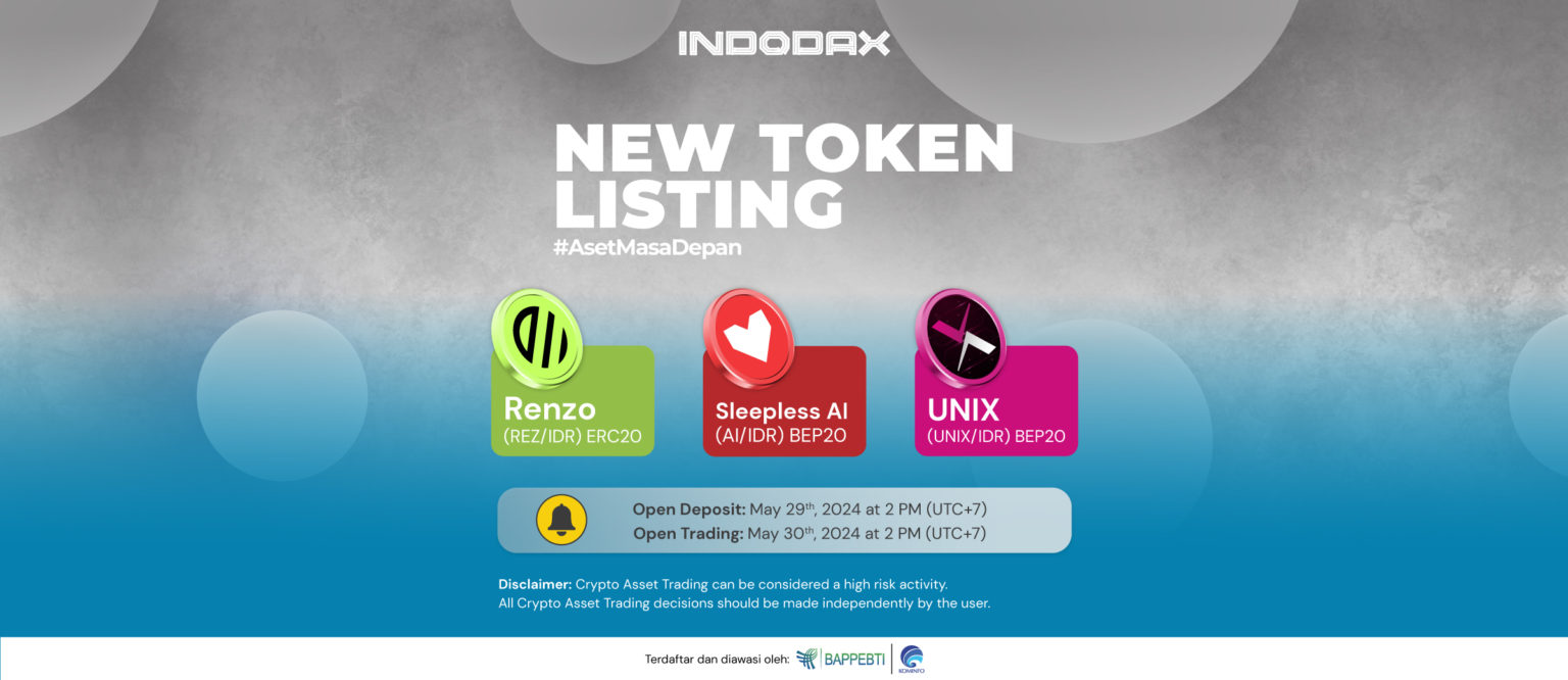 Renzo (REZ), Sleepless AI (AI), & UNIX (UNIX) Listing di INDODAX