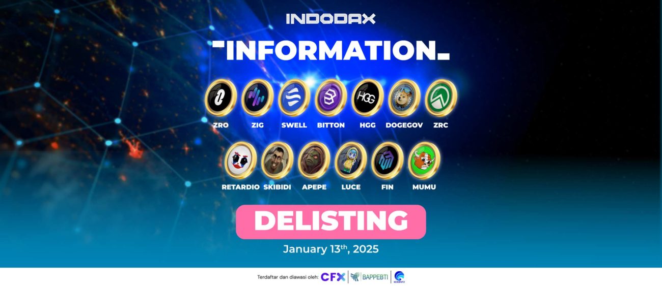 Informasi Delisting: ZRO, ZIG, SWELL, BITTON, HGG, DOGEGOV, ZRC, RETARDIO, SKBDI, APEPE, LUCE ...